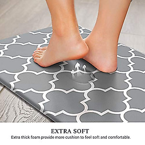 WISELIFE Kitchen Mat Cushioned Anti-Fatigue Kitchen Rug, 17.3"x 59" Waterproof Non-Slip Kitchen Mats and Rugs Heavy Duty Ergonomic Comfort Mat for Kitchen, Floor Home, Office, Sink, Laundry, Grey