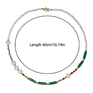 Irregular Green Turquoise Necklace,Irregular Pearl Shape Necklace,Bohemian Necklace,Handmade Single Layered Necklaces for Women