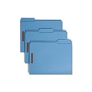 Smead Fastener File Folders, 50 Count, Blue, Reinforced 1/3-Cut Tabs, 2 Fasteners, Letter Size (12040)