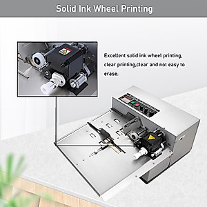 INTSUPERMAI Solid-Ink Coding Continuous Printing Machine Wheel Label Coding Date Paper Printer (Stainless Steel Widen)