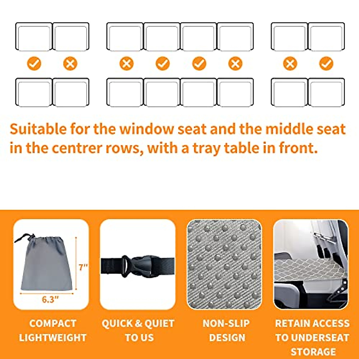 Airplane Footrest for Kids,Toddler Airplane Bed,Toddler Airplane Seat Extender for Kids,Baby Travel Essentials for Flying,Toddler Airplane Travel Essentials for Kids Airplane Bed Compact&Portable