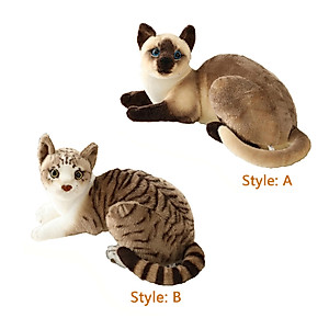 GUDVES Siamese Cat Stuffed Animal, Shorthair Cat Realistic Plush Cat Stuffed Toys, Gift for Kids 12inches (B)
