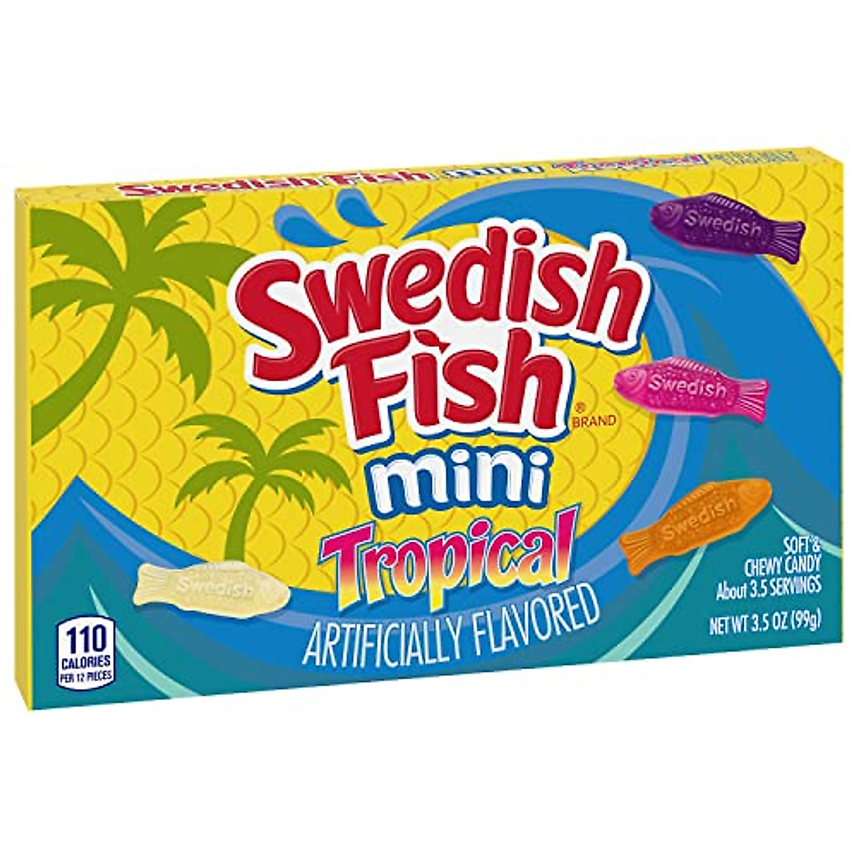 SWEDISH FISH Mini Tropical Soft & Chewy Candy, Bulk Candy, 12 - 3.5 oz Boxes