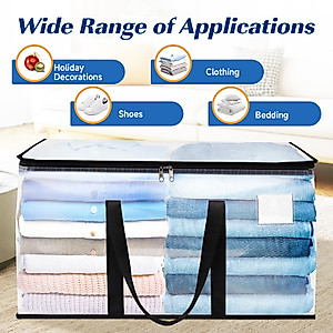 BlissTotes Moving Bags, 8-Pack Storage Bags with Zipper, Moving Bags Heavy Duty Extra Large, Moving Supplies, Clear Packing Bags, Reinforced Handles and Tag Pocket & Collapsible Moving Bags (125L)