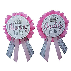 Princess-Themed Baby Shower Pins for Mommy & Daddy to Be – Elegant "Mommy-to-Be" & "Daddy-to-Be" Badges – Perfect for Girls' Baby Showers