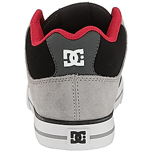 DC Men's Pure MID Casual Skate Shoe, Black/Grey/RED, 12