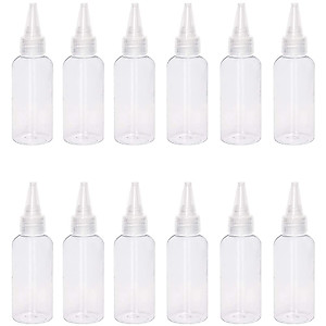 lasenersm 12 Pieces Plastic Squeeze Bottles 20ml Small Squeeze Bottles Plastic Bottles Applicator Mini Empty Squirt Bottle with Top Cap for Paint Art Craft Liquids Lotion Glue, Transparent