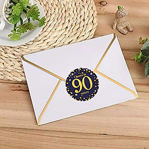 UPLEY Black and Gold Cheers to 90 Years Sticker Labels - 90th Birthday Party Favor Stickers - 2 in - 50 Count