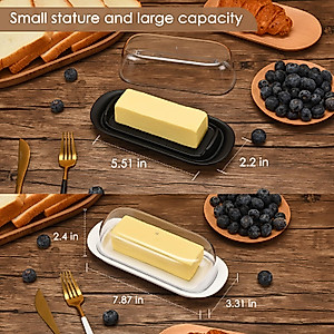 Hekeieon Butter Dish with Clear Lid, Butter Keeper, Easy Scoop,Butter Container Holds for East/West Coast Butter, Dishwasher Safe(White)