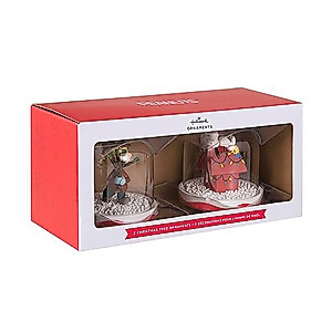 Hallmark Peanuts Charlie Brown and Snoopy Snow Globe Christmas Ornaments, Set of 2 (0003HCM1089)