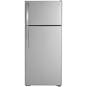 GE GTE18GTNRWW 28" Energy Star Qualified Top Freezer Refrigerator with 17.52 cu. ft. Capacity LED Lighting Adjustable Glass Shelves and Upfront Temperature Controls in White