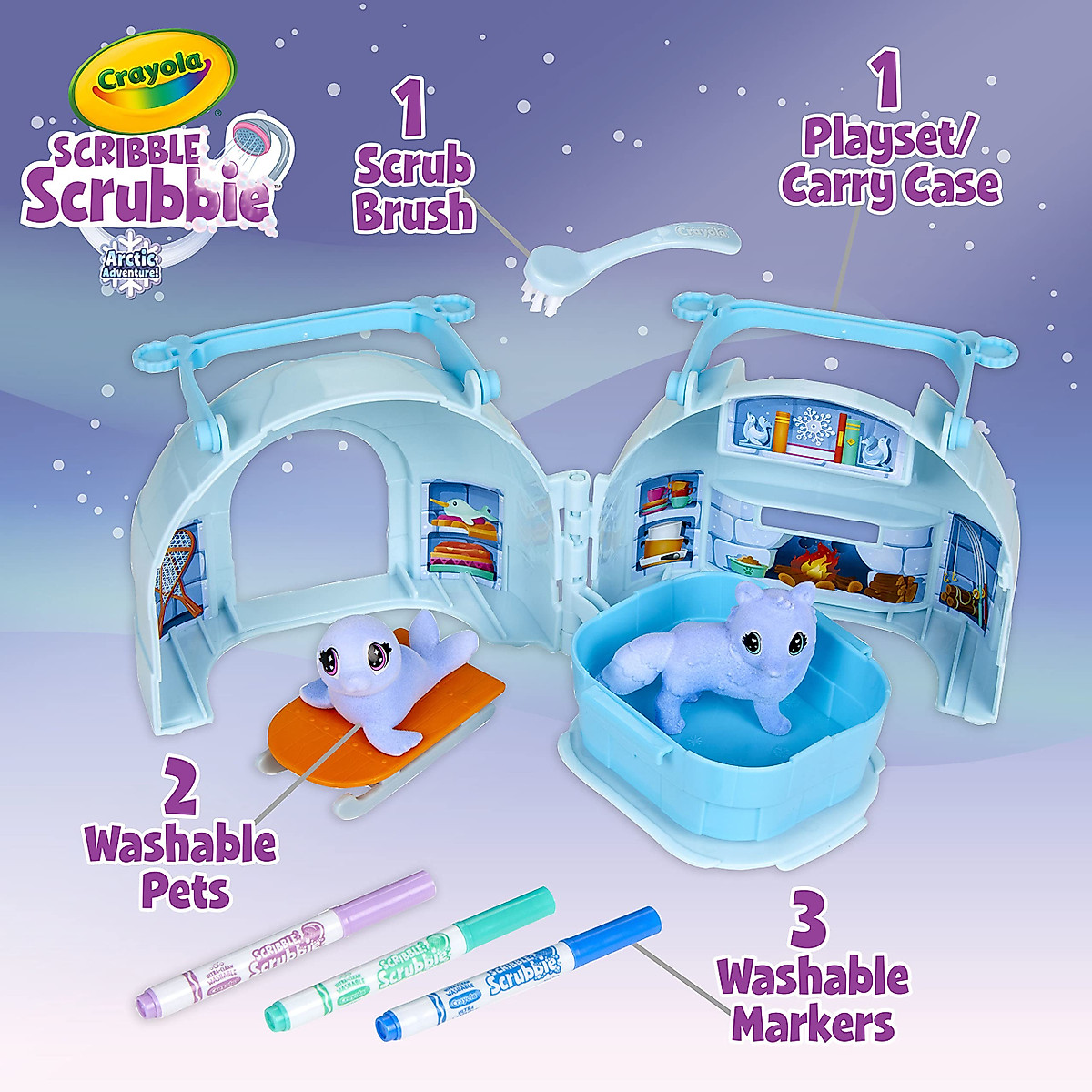 Scribble Scrubbie Pets Arctic Igloo, Color Change Pets & Storage Case, Gift for Girls & Boys