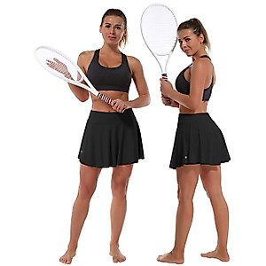 BUBBLELIME 5"/19"/26" XXS-XL Women's UPF 50+ Adjustable Running Skort - Pleated Skirt_Black(1) Large-5" Inseam