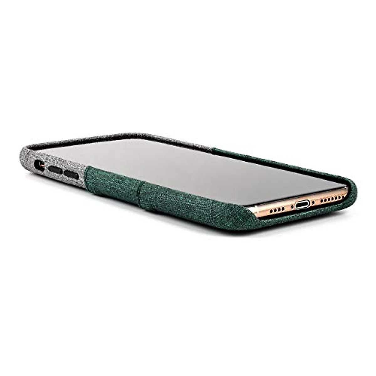 Dockem iPhone 11 Pro Max Wallet Case: Built-in Metal Plate for Magnetic Mounting & 2 Card Slots (6.5" Luxe M2 Synthetic Leather, Green & Grey)