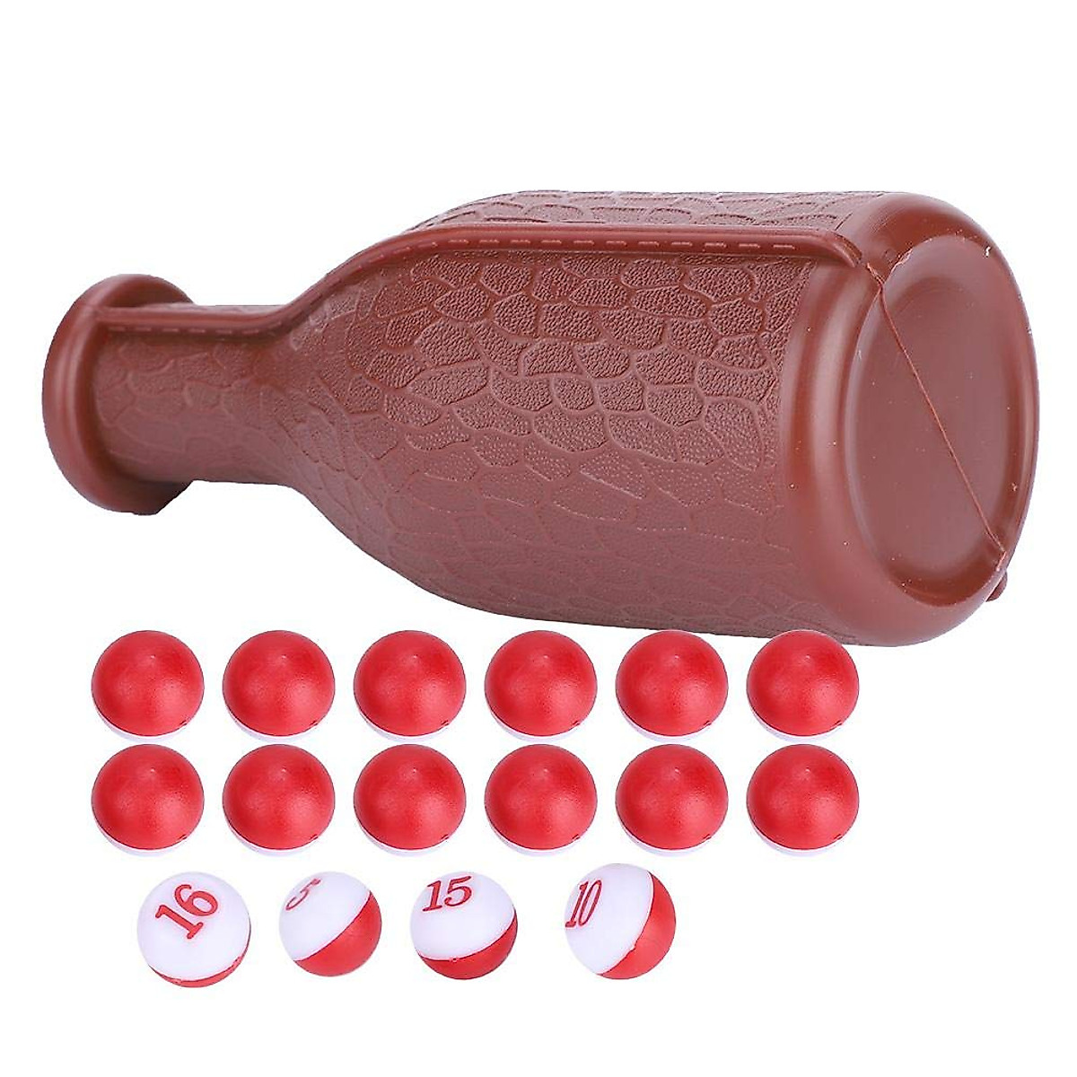 Huairdum Dice Bottle, Billiard Shaker Bottle with 16 Numbered Tally Balls Pool Dice Billiards Accessory Billiard Number Dice Brown for Pea Pool