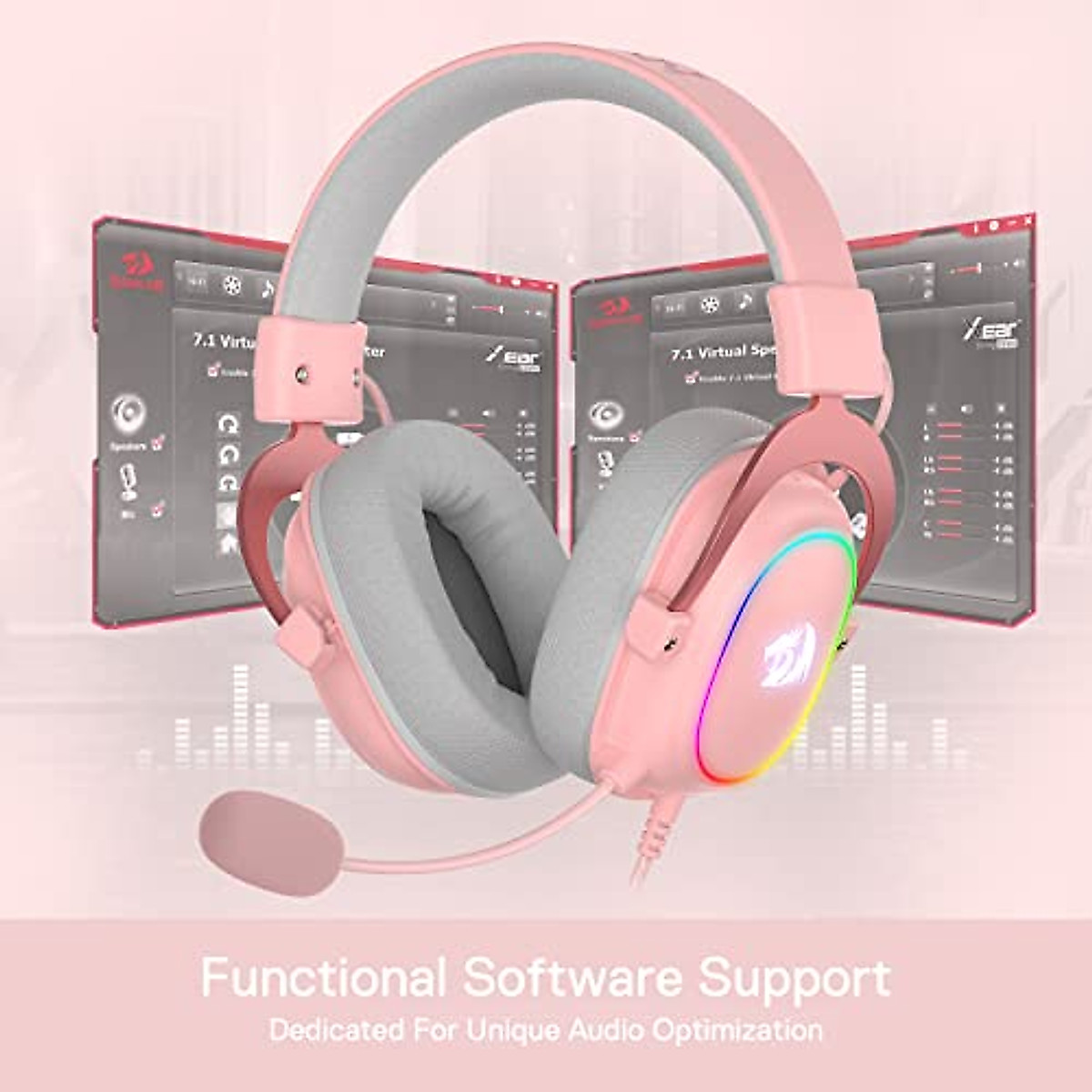 Redragon H510 Zeus-X RGB Pink Wired Gaming Headset - 7.1 Surround Sound - 53MM Audio Drivers in Memory Foam Ear Pads w/Durable Fabric Cover- Multi Platforms Headphone - USB Powered for PC/PS4/NS