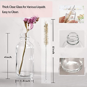 14Pack 2oz Bottles with Airtight Lids,Boston Clear Glass Mini Shot Bottles With Cap for Whiskey Sample Bottle,Ginger Shots Bottles,Potion,Oils,Vanilla,Liquid,Shot Jars With 2 Funnels 16 Labels 1Brush