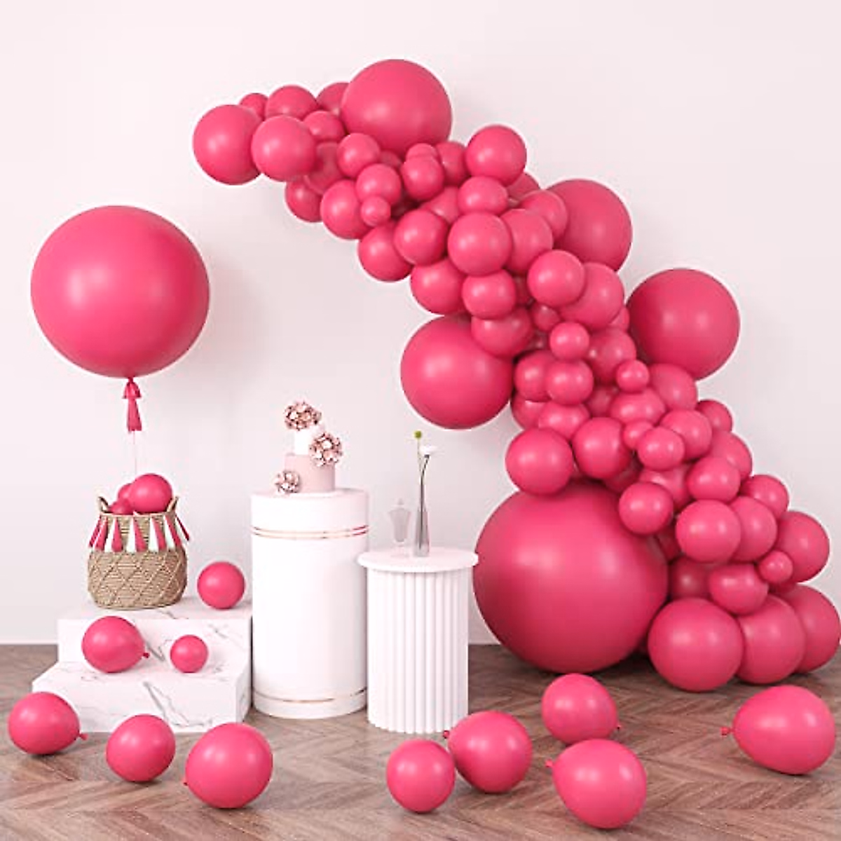 RUBFAC 116pcs Hot Pink Balloons Different Sizes Pack of 36 18 12 10 5 Inch for Garland Arch Extra Large Balloons for Birthday Wedding Party Decoration