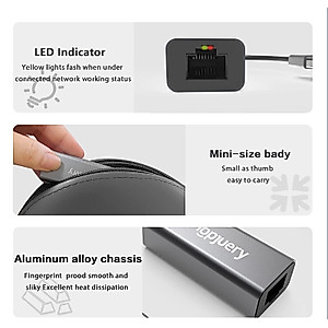 USB to Ethernet Adapter, Hopjuery Driver Free USB 2.0 to 10/100 Mbps Ethernet LAN Network Adapter, RJ45 Internet Adapter Compatible with MacBook, Surface,Notebook PC with Windows, XP, Vista, (twopack)