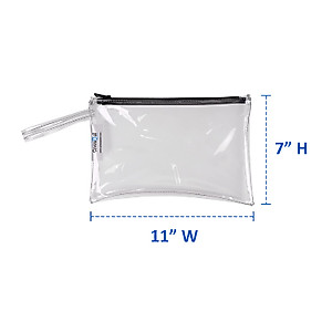 Covers & All Tool Bag, 18 Oz 48 PHR, Ultra-Clear PVC Tool Pouch with Belt for Hanging, Multipurpose Use Clear Zipper Pouches for Easy Organization, Toiletry, Makeup (11” W x 7” L, Clear)