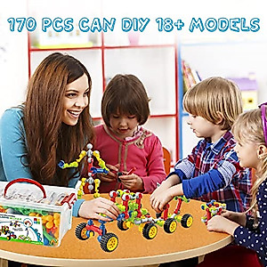170 Pcs Building Toys for Kids Ages 4-8 with Toy Box Storage, Idea Guide, Building Blocks STEM Toys for 3 4 5 6 7 8 9 Year Old Creative Kids Activity, Christmas Birthday Gifts for Boys Girls
