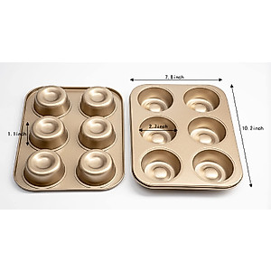 Yomvzake Brownie Bowl Pan 2 Pack, 6 Cavity Mini Round Cake Pan Cantinflas Cake Mold 3 Inch Shortcake Pan Tea Cake Pan Small Lava Cake Pan Cookie Shot Mold for Baking - Gold