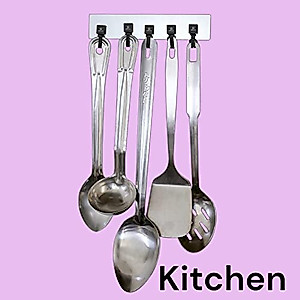 eBloom Adhesive Wall Hooks for Hanging Heavy Duty Rack Kitchen Gadgets, Storage Utensil Holder No Drilling Wall Mounted with 5 Magnetic Silicone Hooks for Kitchen Shower Hook Bedroom Office Classroom