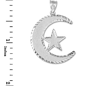 Claddagh Gold Sterling Silver Islamic Charm Crescent Moon and Star Pendant