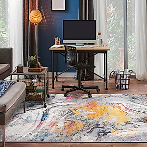 Rugshop Distressed Contemporary Abstract Watercolor Stain Resistant Soft Area Rug 5' x 7' Multi