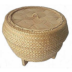 YANEE sticky rice cooker steamer bamboo basket with lid dumpling steam steaming food baskets cooker vegetable dumpling steam use with insert electric rice cooker pot size 6 inch