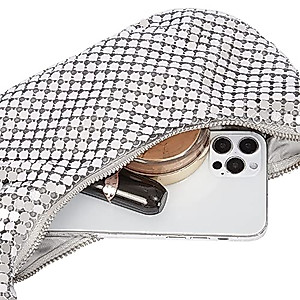 Silver Evening Bag Women Unique Handbags Cool Purses Small Shoulder Purse Silver Metallic Purse Designer Evening Bag(Silver)
