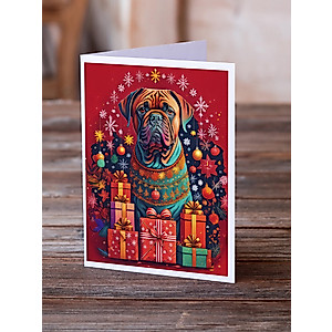 Caroline's Treasures DAC3078GCA7P Dogue de Bordeaux Holiday Christmas Greeting Cards Pack of 8 Blank Cards with Envelopes Whimsical A7 Size 5x7 Blank Note Cards