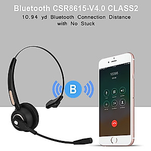 Bluetooth Business Headset with Mic, 12 Hours, Noise Cancelling, Comfortable Wearing, Lightweight for Call Center, Computer, Telephone, Desktop Box