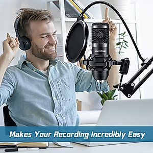 ovedisa USB Gaming Microphone PC,Professional Cardioid 192kHz/24Bit Plug & Play Mic Recording Kit with Advanced Chipset,for Streaming, Podcast, Studio and Singing, New Black, ovedisa-Newmic