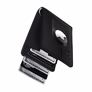 Kings Loot Trackable Airtag Wallet for Men | RFID Blocking Leather Design with Airtag Holder, Money Clip & Pull Tab | Minimalist Air Tag Wallets