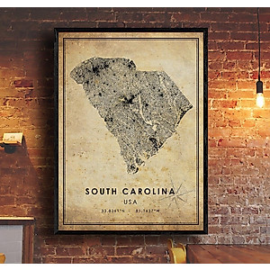 South Carolina Map Print South Carolina Map USA Map Art South Carolina City Road Map Poster Vintage Gift Map