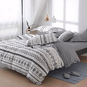 BUniq Duvet Cover Set King/Twin/Full/Queen Size, 3 Pieces (1 Duvet Cover + 2 Pillow Cases), Ultra Soft Washed Microfiber, Textured Duvet Cover with Zipper Closure, Four Corner Ties (Full,006)