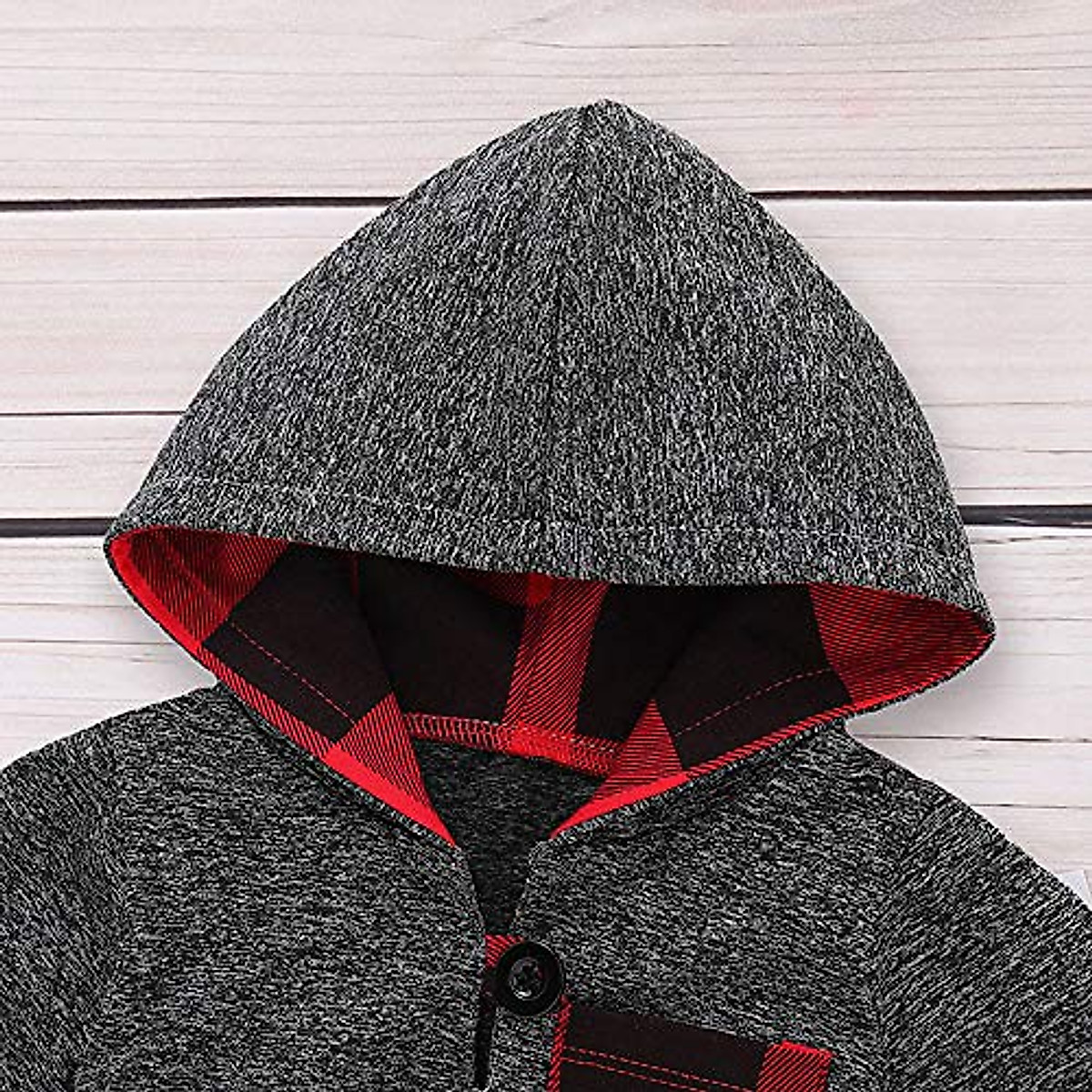 Ritatte Toddler Infant Baby Boys Clothes Plaid Long Sleeve Hoodie Sweatshirt Pants Fall Winter 5Pcs Outfits Set(Gray, 18-24 Months)