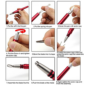 AHIER Hair Razor Pen, Hair Tattoo Trim Styling Face Eyebrow Shaping Device, Engraved Pen with 20 Blades, DIY Hair Styling Eyebrows Beards Razor Tool (pen with blade)