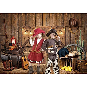 Felortte 10x8FT Polyester Fabric Fall Farm Door Backdrop Rustic Warehouse Barnyard Photography Background for Old Western Cowboy Children Birthday Party Decoration Banner Photo Booth