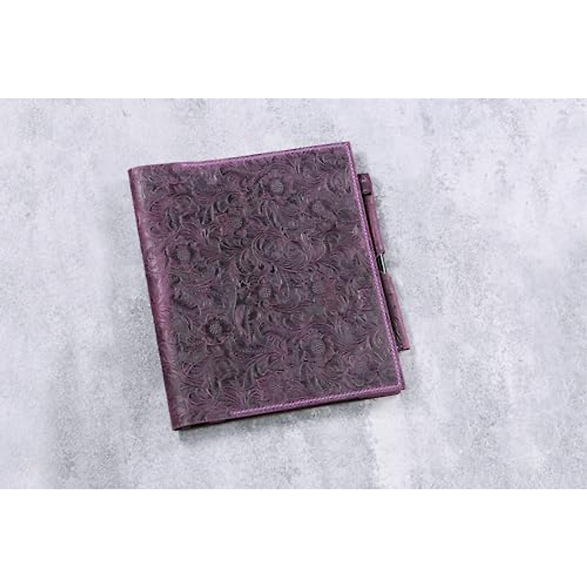 Black Purple tooled embossing leather remarkable 2 case with pen holder, reMarkable 2 folio organizer cover, N05-LRMBPU