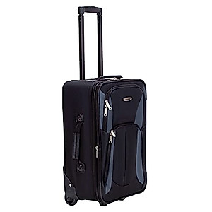 Rockland Fashion Softside Upright Luggage Set, Black/Gray, 2-Piece (14/19)