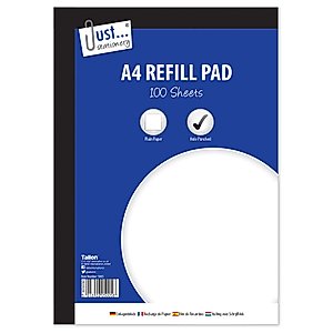 Just stationery 100 Sheet A4 Plain Refill Pad 5005