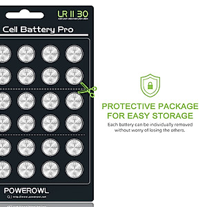 POWEROWL High Capacity LR1130 AG10 Batteries 30 Pack, SG10 389 189 Premium Alkaline Battery 1.5V Button Coin Cell Batteries