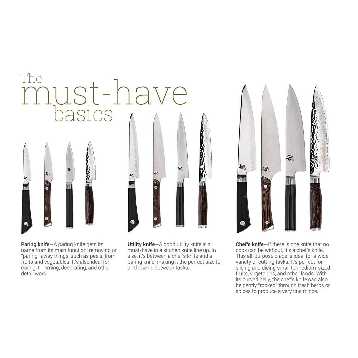 Shun Cutlery Sora 5 Piece Student Knife Set, Kitchen Knife Set with Knife Roll, Includes 8" Chef's Knife, 3.5" Paring Knife, 9" Bread Knife and Honing Steel, Handmade Japanese Kitchen Knives