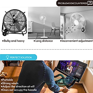 DoublePlus Fan for The OG Bike, Strong Clip Fan for The OG Bike & Bike+, USB Chargable Fan for The Bike, Portable Fan Adjustable 3 Speed, Accessories Compatible with The Bike