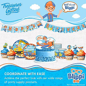Treasures Gifted Blippi Birthday Party Supplies Vehicle - 12 Pack - Blippi Birthday Balloons Pack - Latex Blippi Balloon - 12 Inch Blippi Balloons Orange, Blue, & White - Blippi Party Supplies