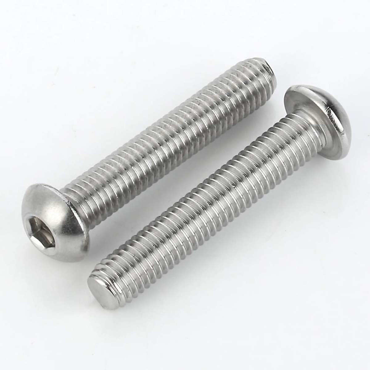 50 PCS Button Head Socket Cap Screws, M6 x 20mm, 25mm, 30mm, 35mm, 40mm, 304 Stainless Steel 18-8, Bright Finish, Fully Threaded