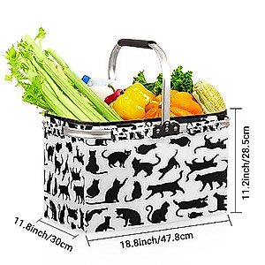 Tavisto Black Cats Versatile and Durable Reusable Grocery Tote Bag - Spacious and Foldable with Fun Print Designs - Perfect for Shopping, Picnics, and Storage