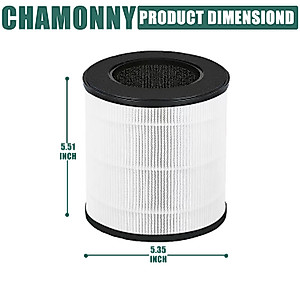 CHAMONNY B-D02U Filter Replacement, Compatible with VEWIOR B-D02U Air Purifier and MOO-KA B-D02L and KOIOS B-D02L Air Purifier, 3-in-1 H13 True HEPA Filter and Activated Carbon Filter, 4Pack